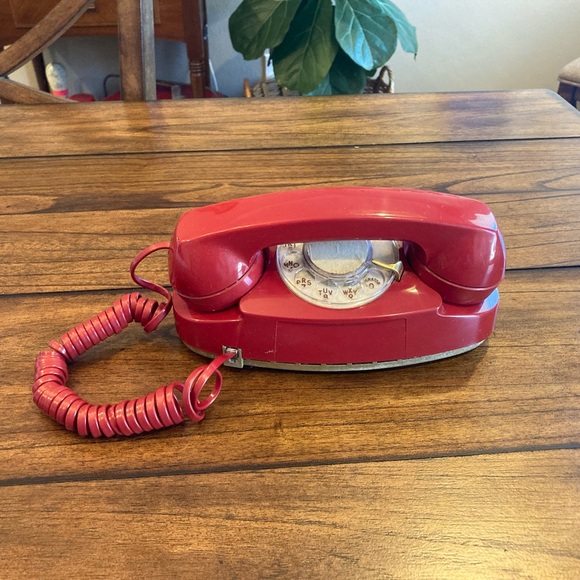 ATT | Other | Vintage Bell System Att Red Princess Rotary Dial Phone ...
